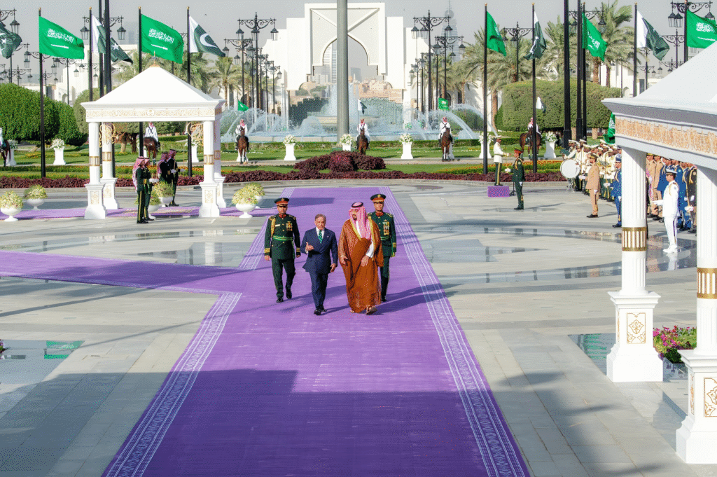 PM Shehbaz Gets Rare Purple Carpet Welcome in Saudi Arabia - InShort News